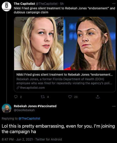 Nikki Fried Tells Supporters She Talks to 'Valuable' Rebekah Jones 'On ...