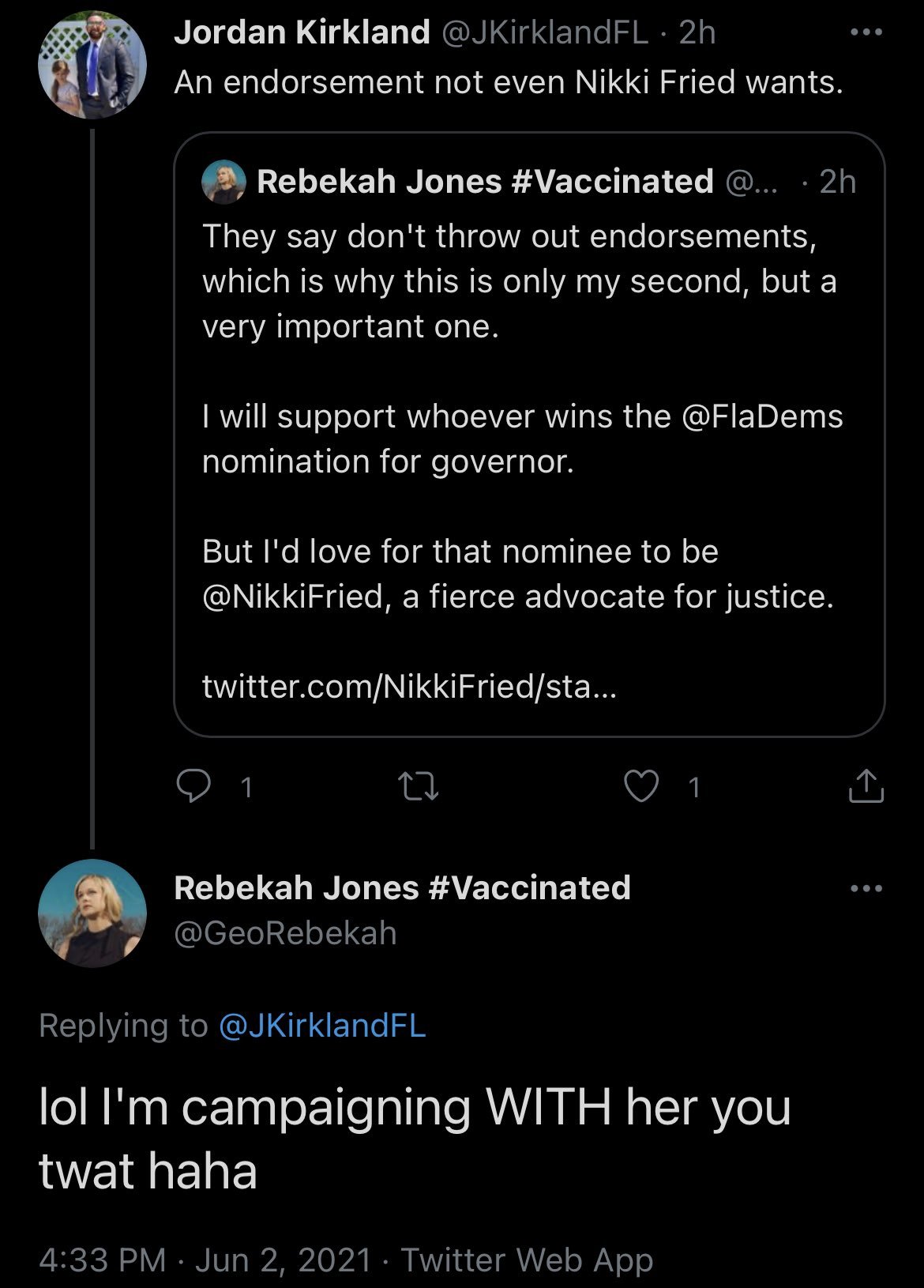 Nikki Fried Tells Supporters She Talks to 'Valuable' Rebekah Jones 'On ...